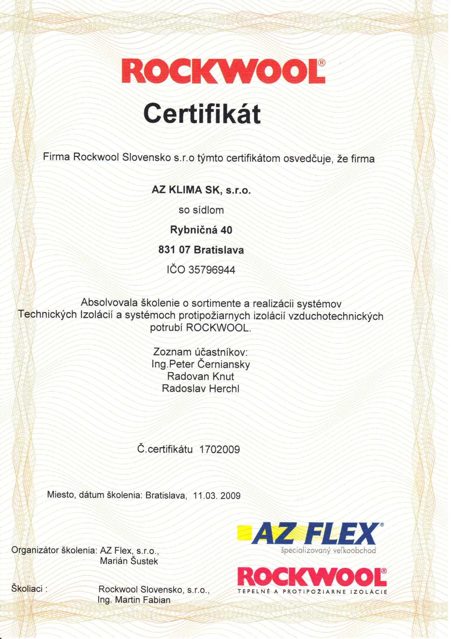 rockwool_certifikat – AZ KLIMA